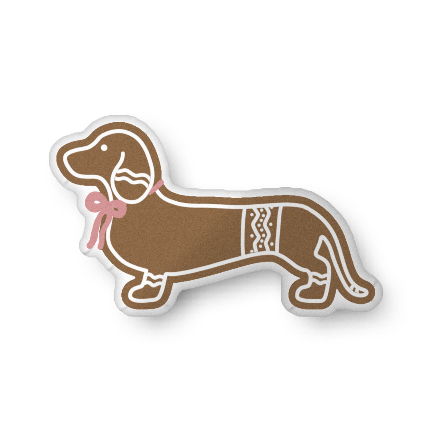 Dachshund Pillow - DACHSHUND GINGERBREAD PINK BOW – WOOF + WEEN